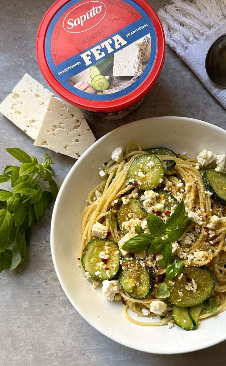 Spaghetti with Zucchini and Feta - Sammy Montgoms