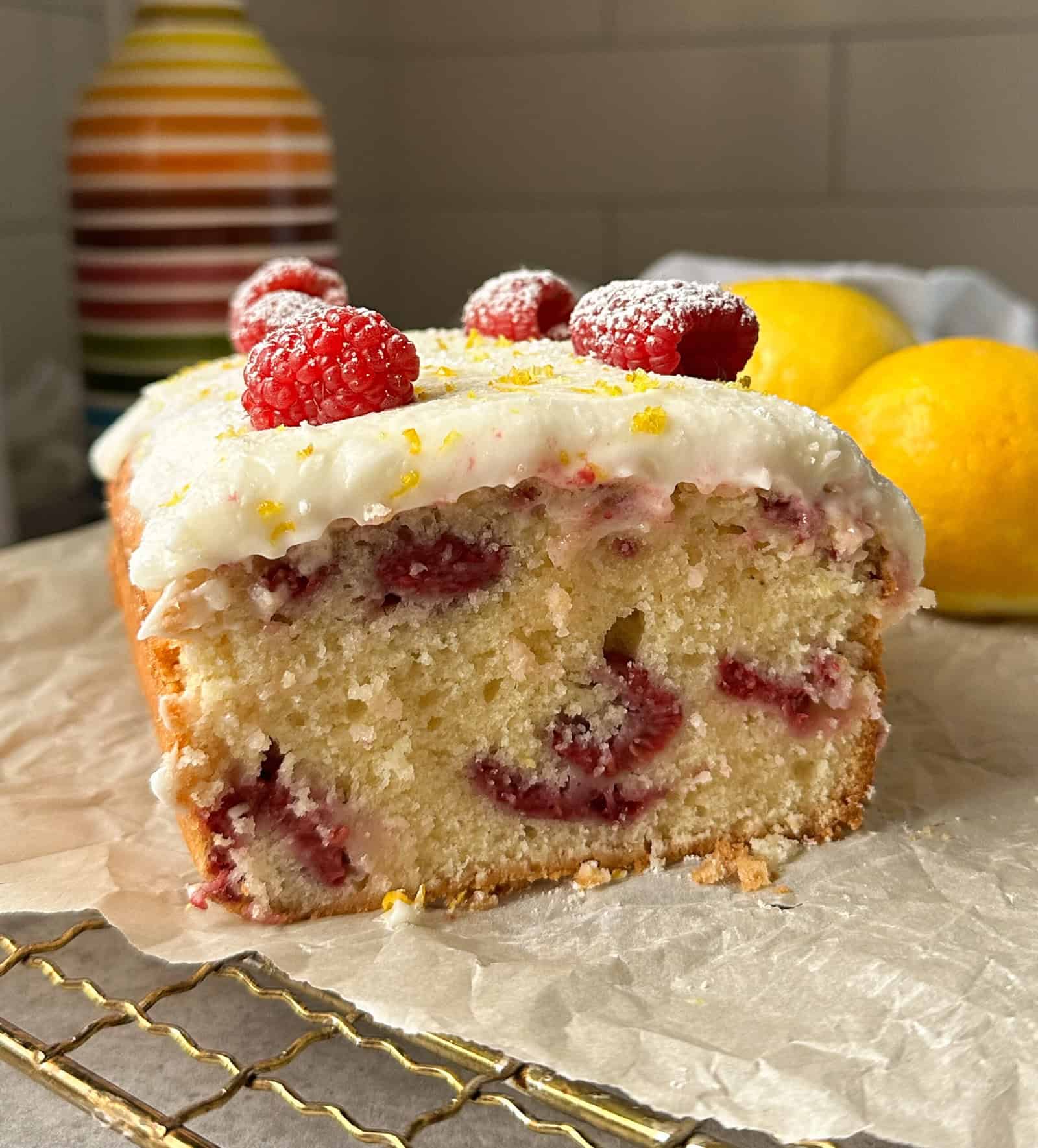 Raspberry Lemon Loaf with Cream Cheese Frosting - Sammy Montgoms