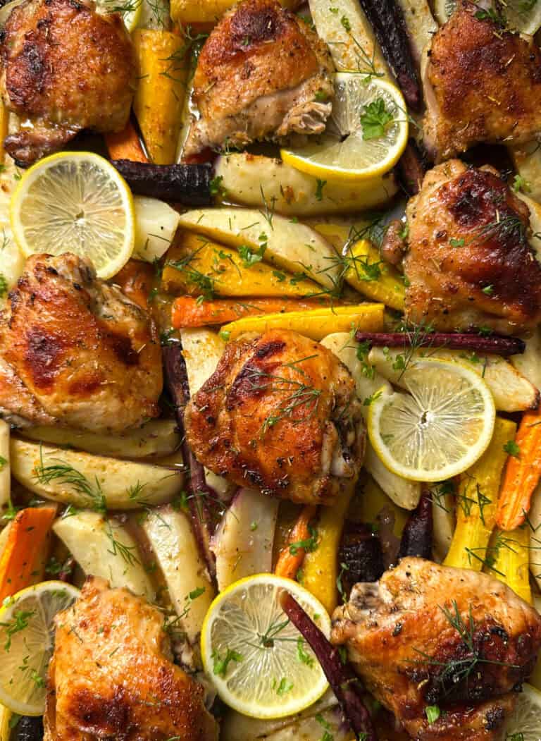 Sheet Pan Chicken and Potatoes - Sammy Montgoms